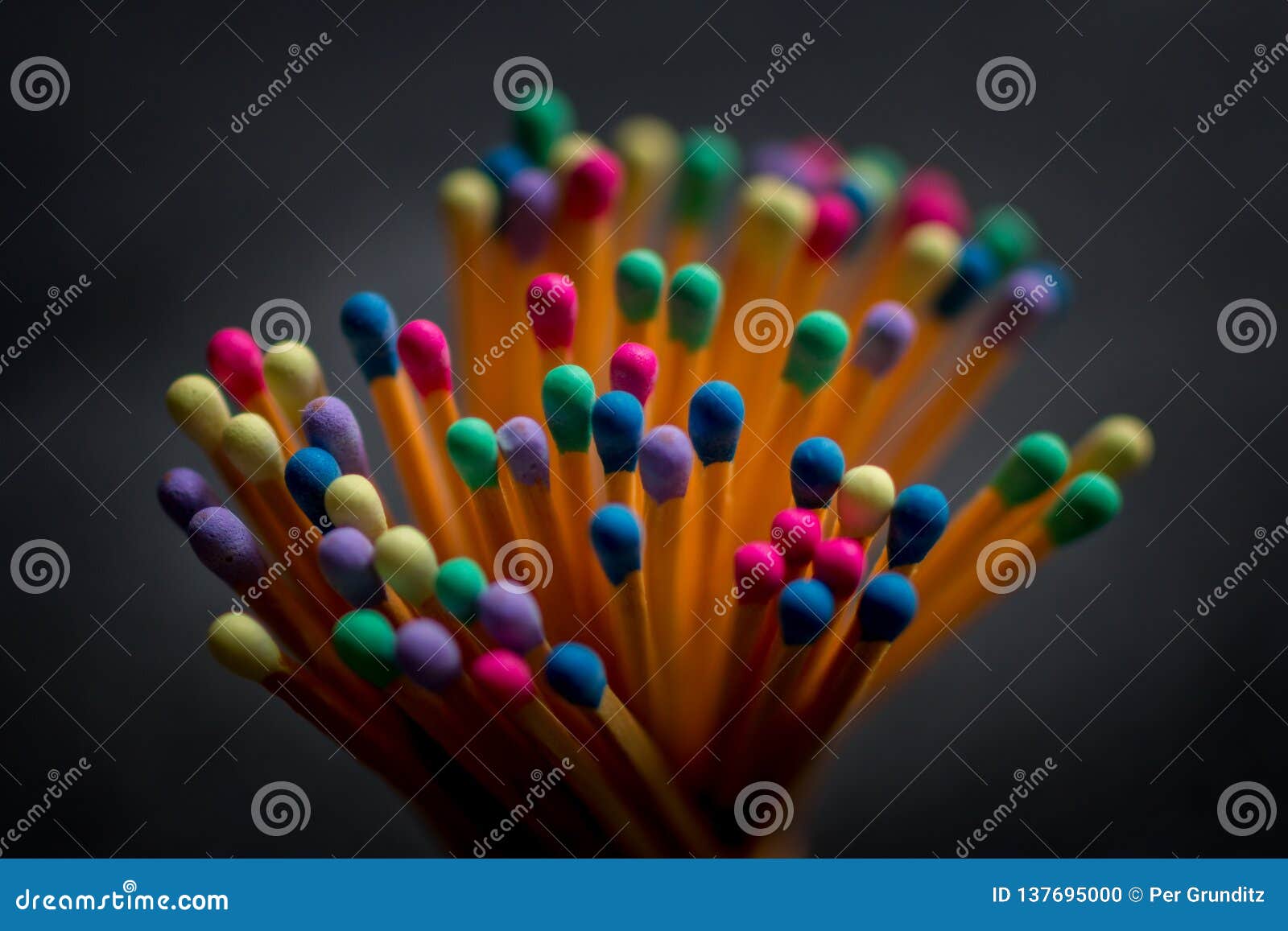 Group of Multicolored Matches on Black Background Stock Photo - Image ...