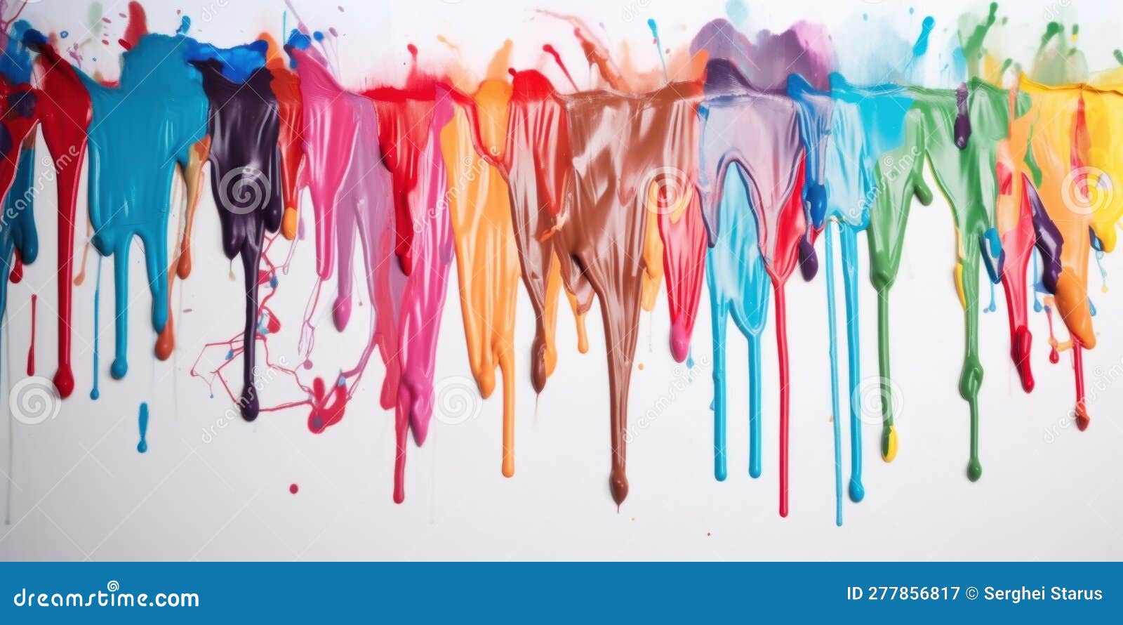 A Group of Multicolored Paint Dripping Down a Wall. Generative AI Image ...
