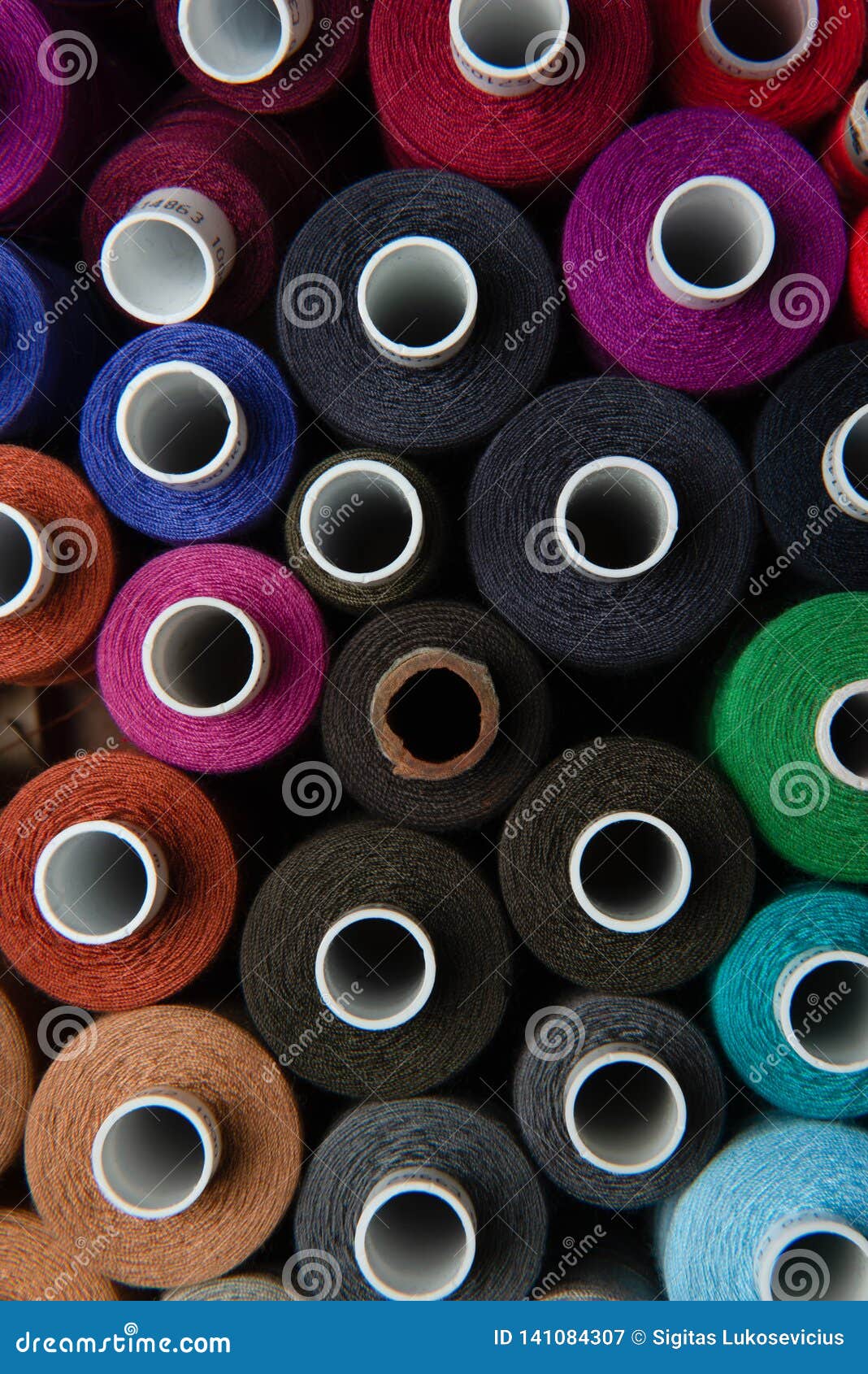 Group of Multicolored Threads Top View Stock Image - Image of bobbin ...