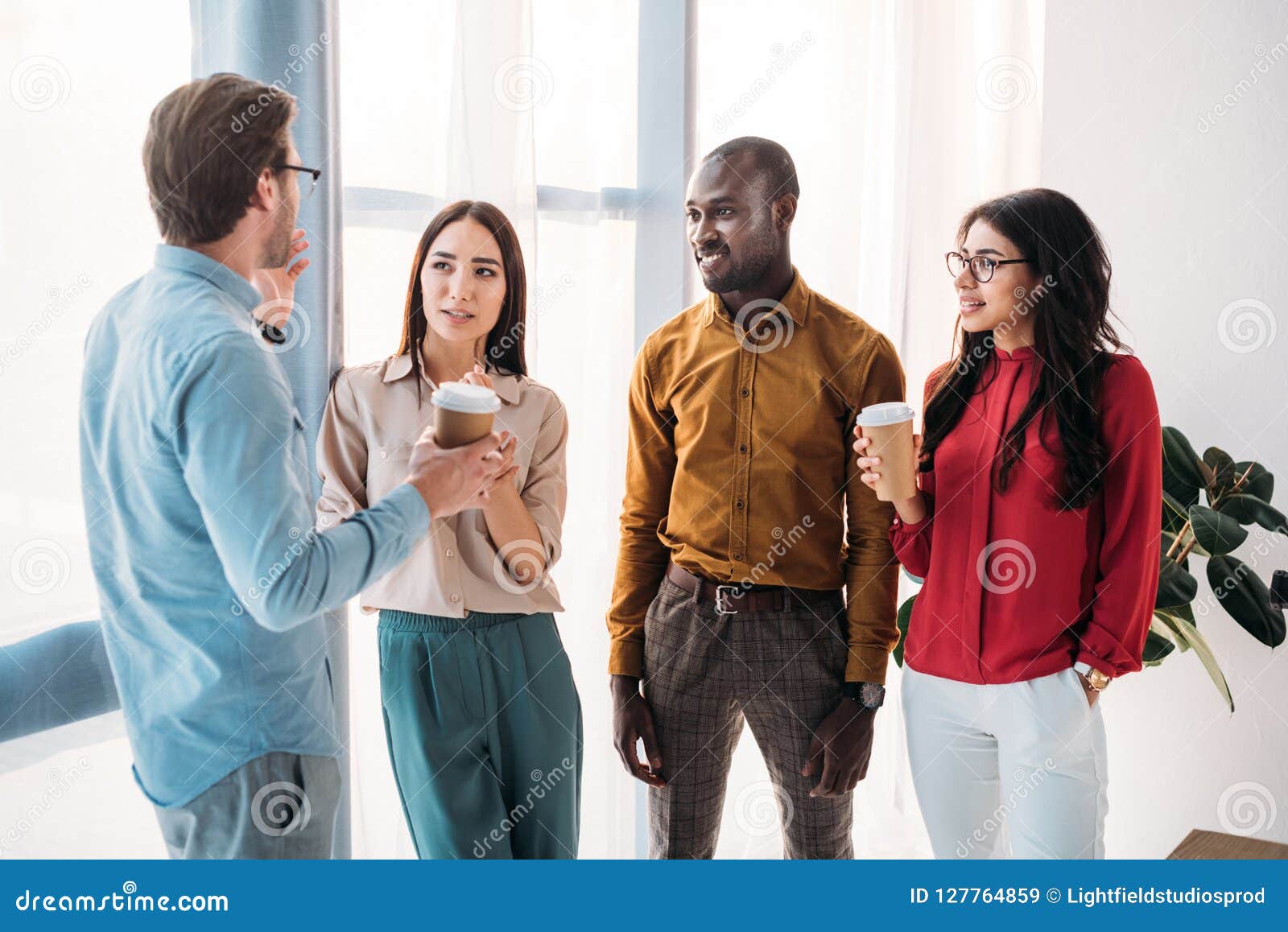 Group of Multicultural Business People Having Conversation during ...