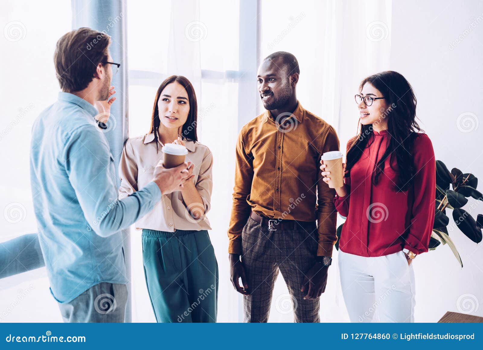 Group of Multicultural Business People Having Conversation during ...