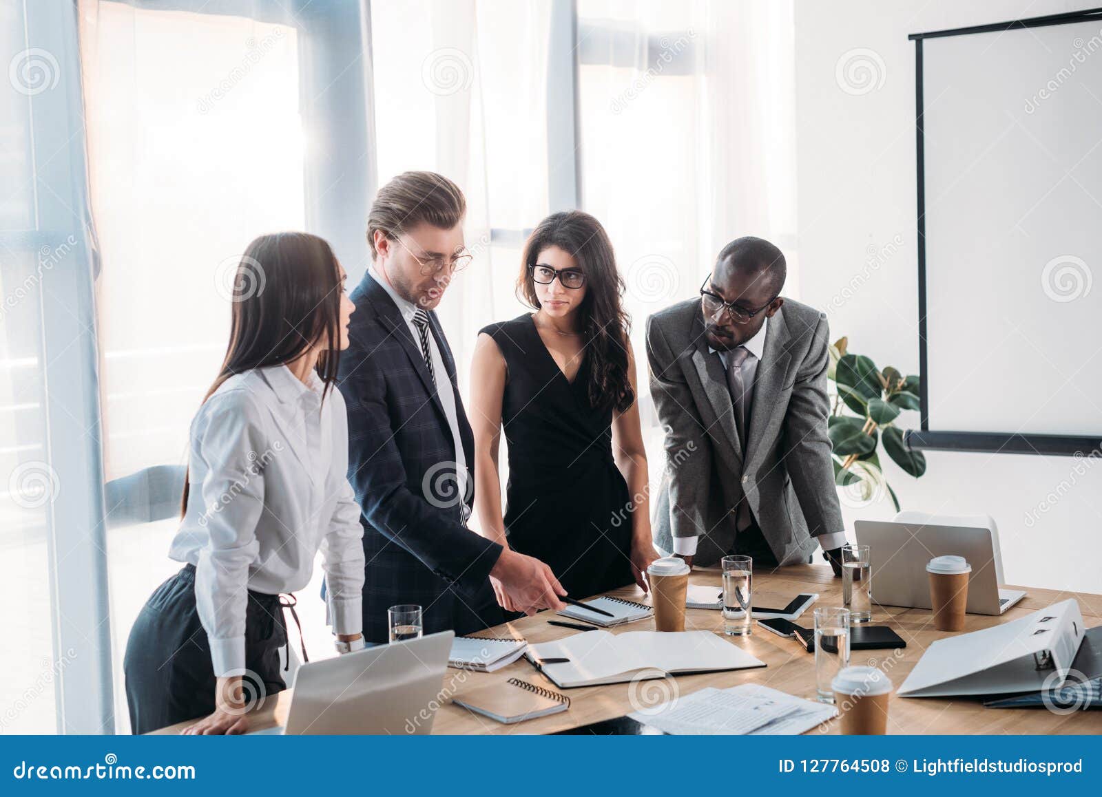 Group of Multicultural Business People Having Business Meeting Stock ...