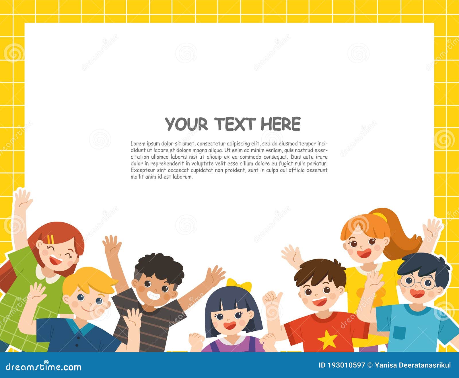 Group of Multicultural Happy Kids Joyfully Jumping and Waving Hands on ...