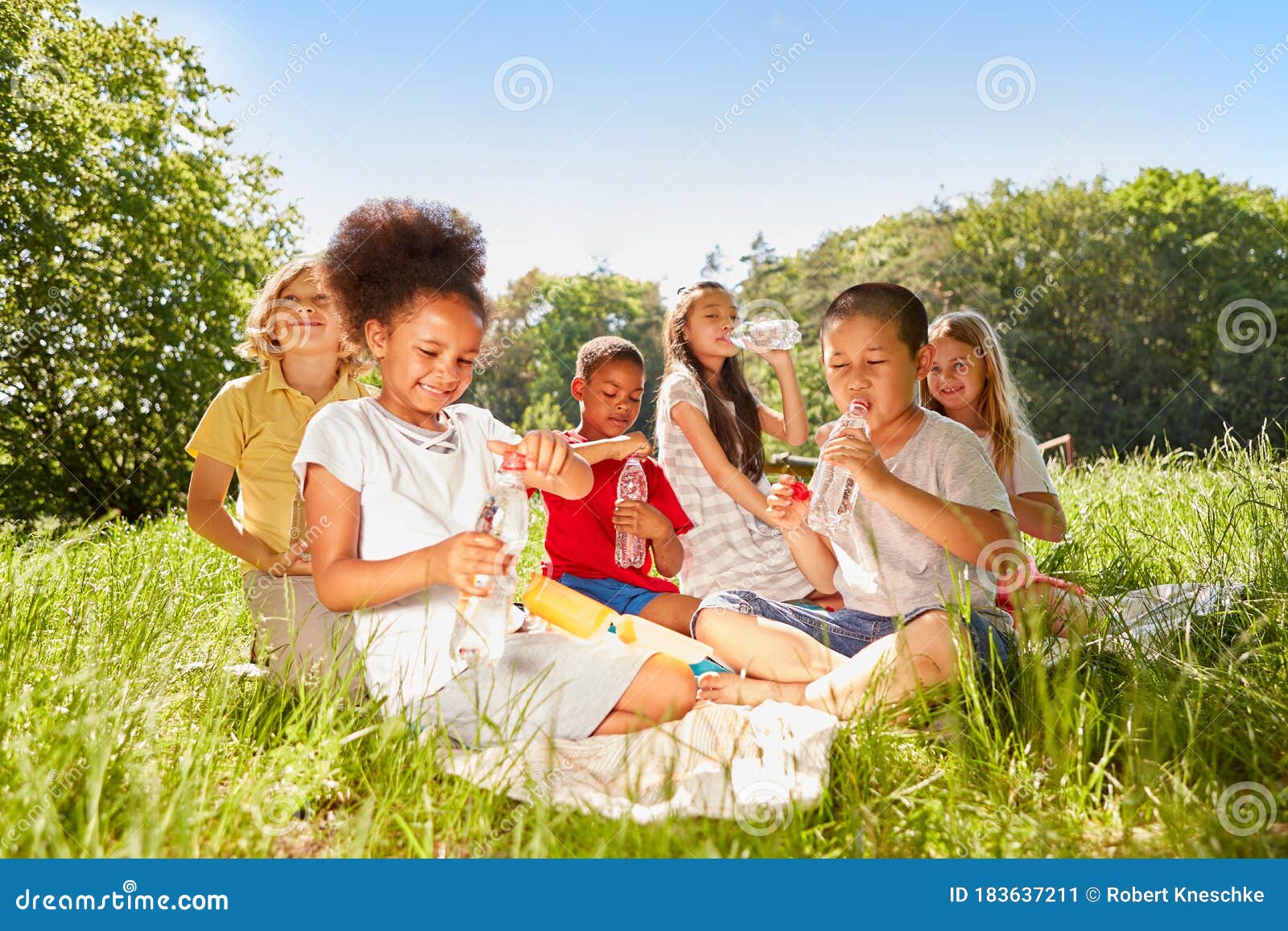 Group of Multicultural Kids Drinks Water Stock Image - Image of ...