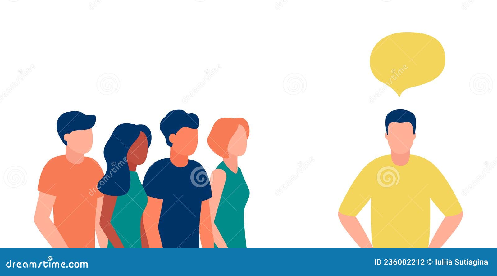 Group Multicultural People Communication With Message Of Leader. Human ...