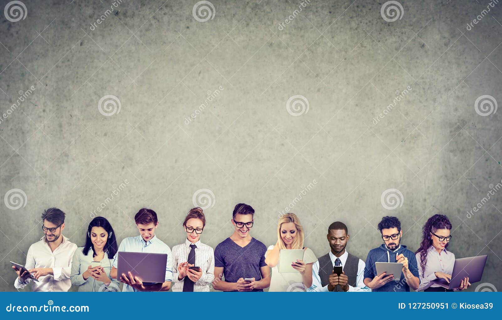 Group of Multicultural People Connected by Using Digital Mobile Gadgets ...