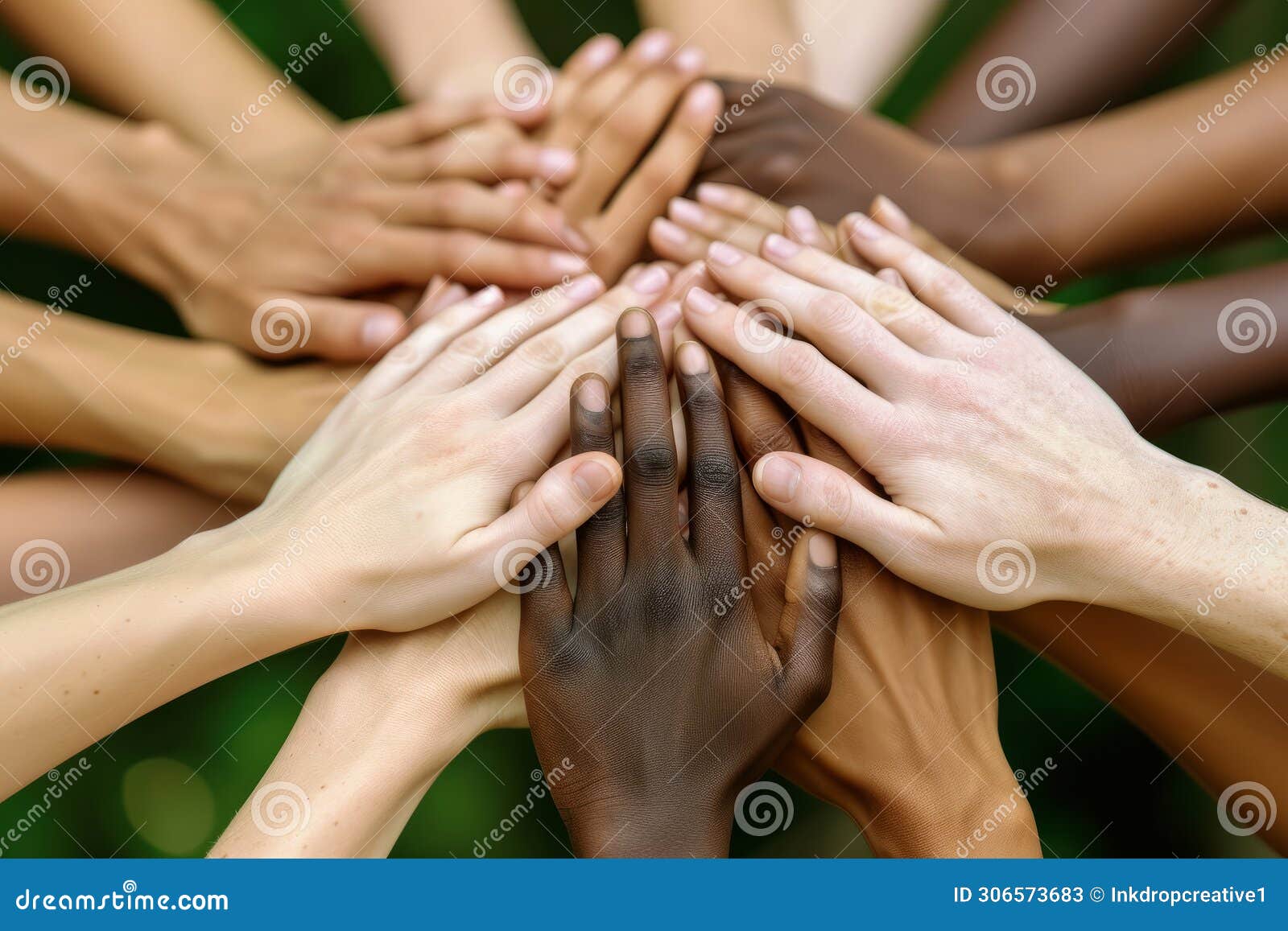 A Group of Multicultural People with Their Hands Together. Diverse ...