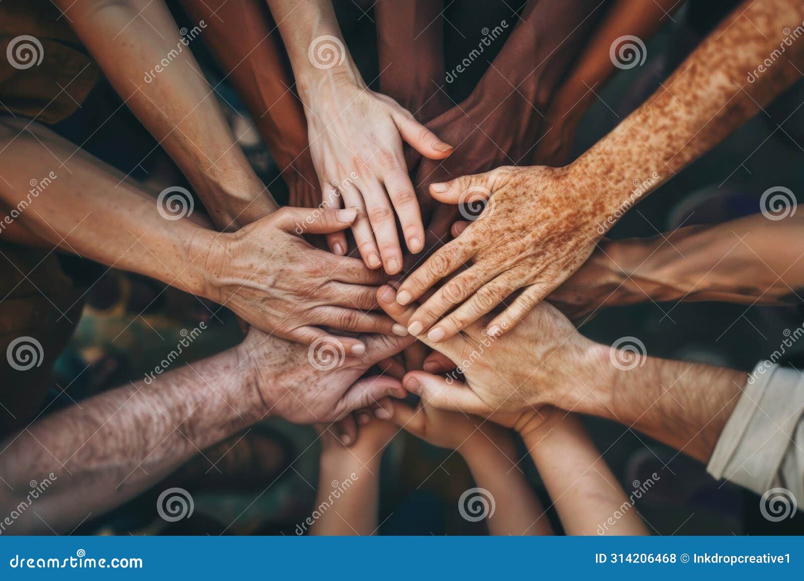 A Group of Multicultural People with Their Hands Together. Diverse ...