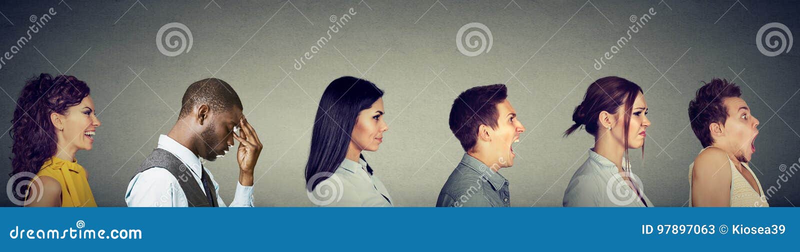 Group of Multicultural Young People Men and Women Expressing Different ...