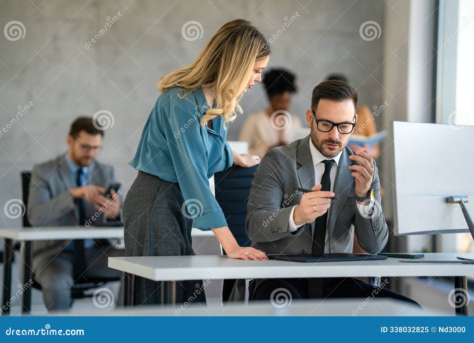 Group of Multiethnic Business People Analyzing Data Using Computer ...
