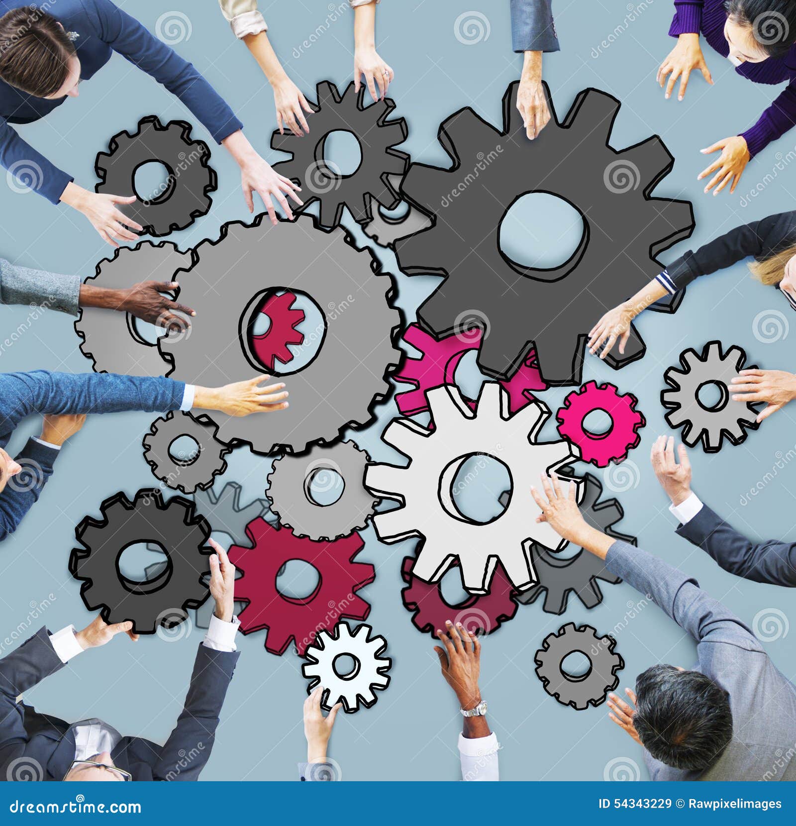 Group of Multiethnic Business People with Cog Symbols Stock ...