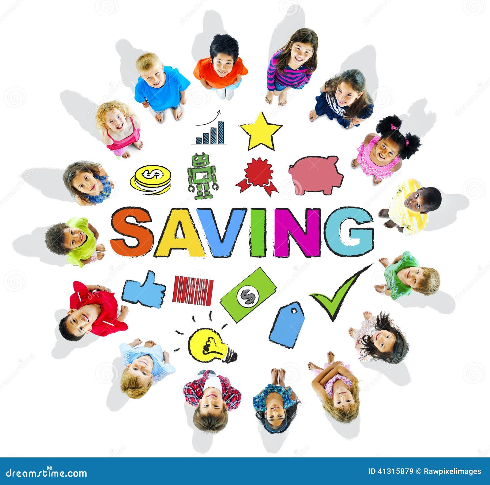 Group of Multiethnic Children in Circle with Saving Concept Stock Image ...