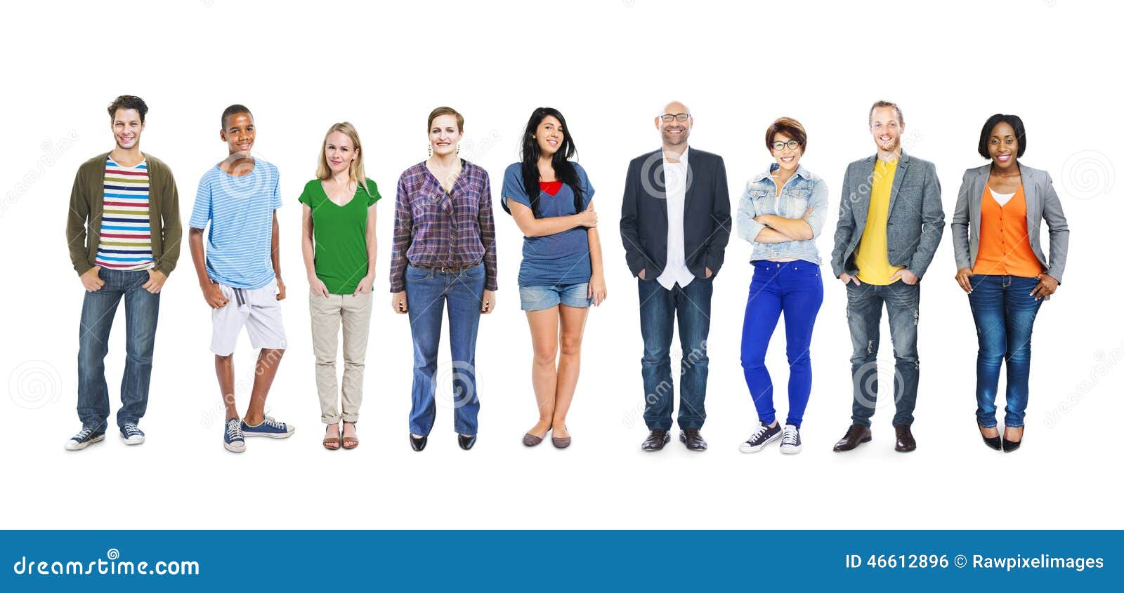 Group of Multiethnic Colourful People in a Row Stock Photo - Image of ...