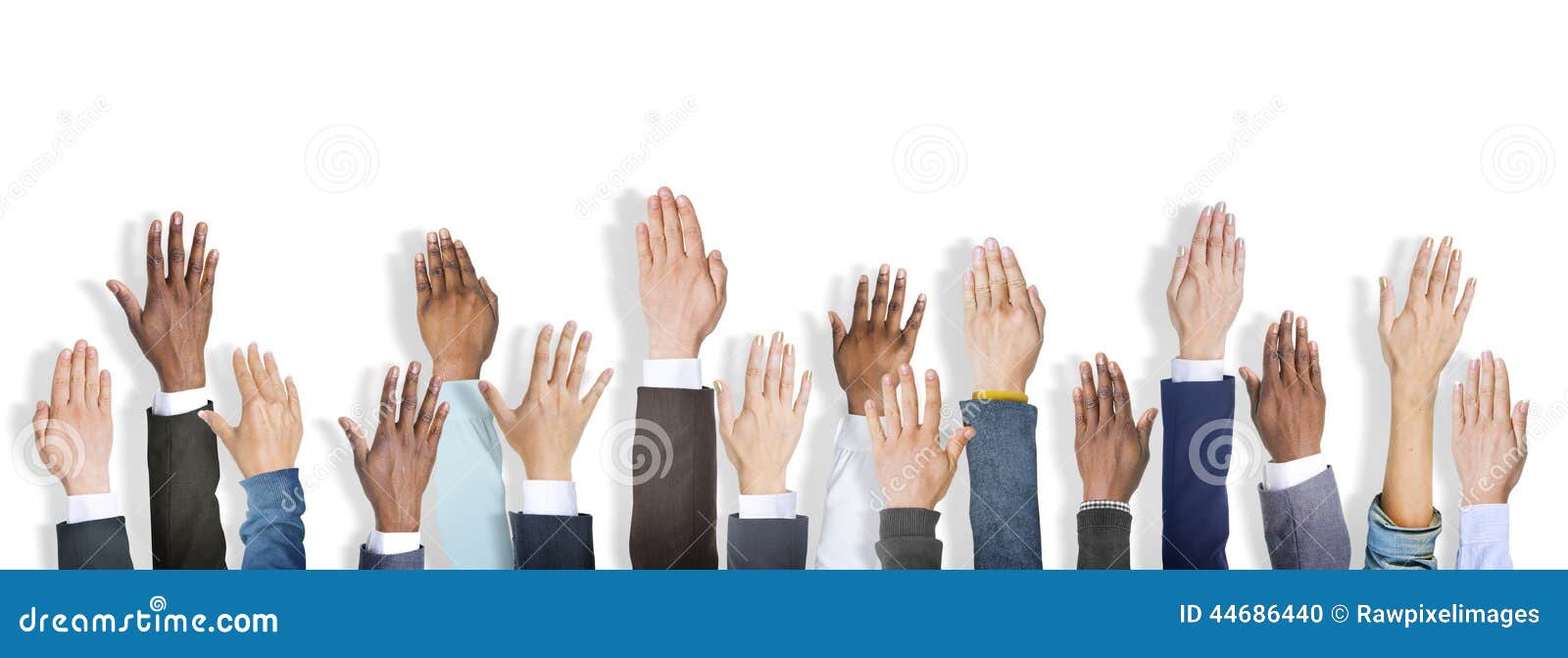 Group of Multiethnic Diverse Hands Raised Stock Photo - Image of ...