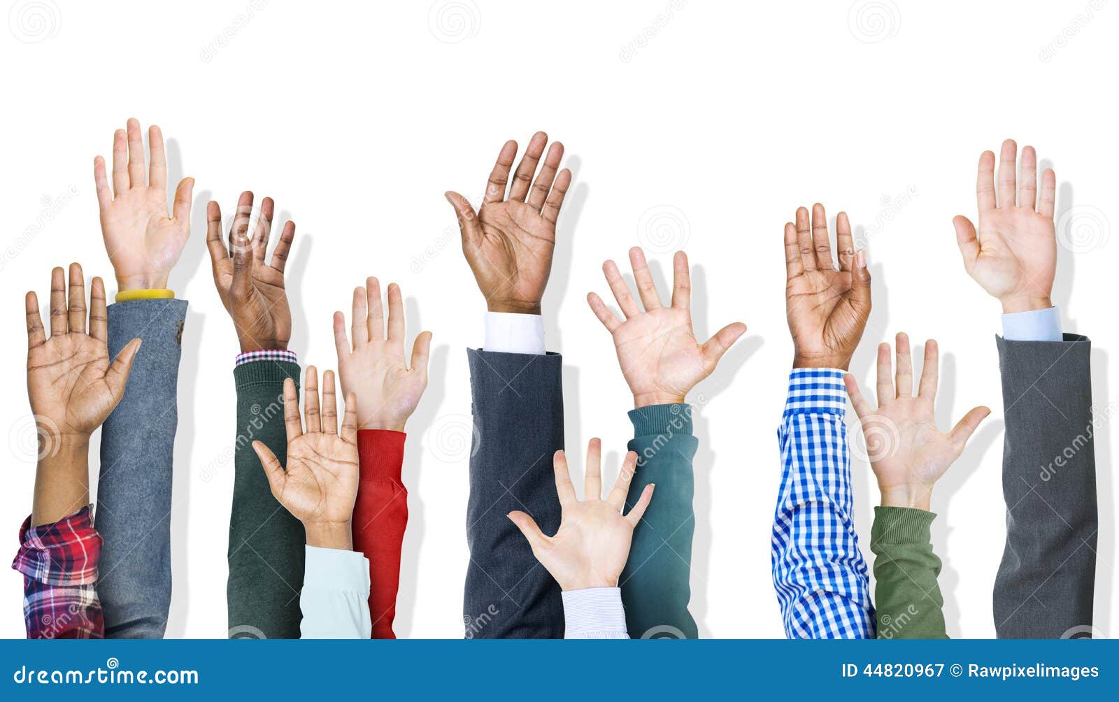Group of Multiethnic Diverse Hands Raised Stock Image - Image of ...