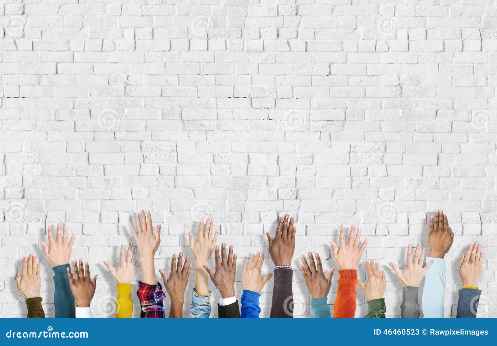 Group of Multiethnic Diverse Hands Raised Stock Image - Image of ...
