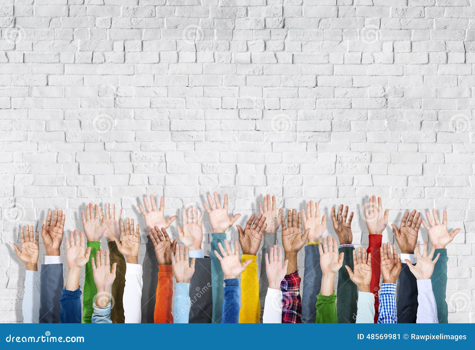 Group of Multiethnic Diverse Hands Raised Concept Stock Image - Image ...