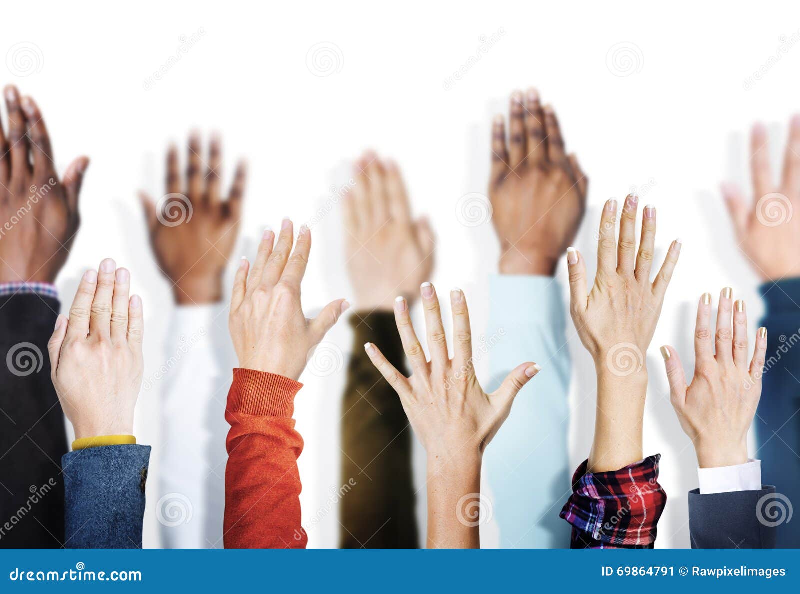 Group of Multiethnic Diverse Hands Raised Concept Stock Image - Image ...