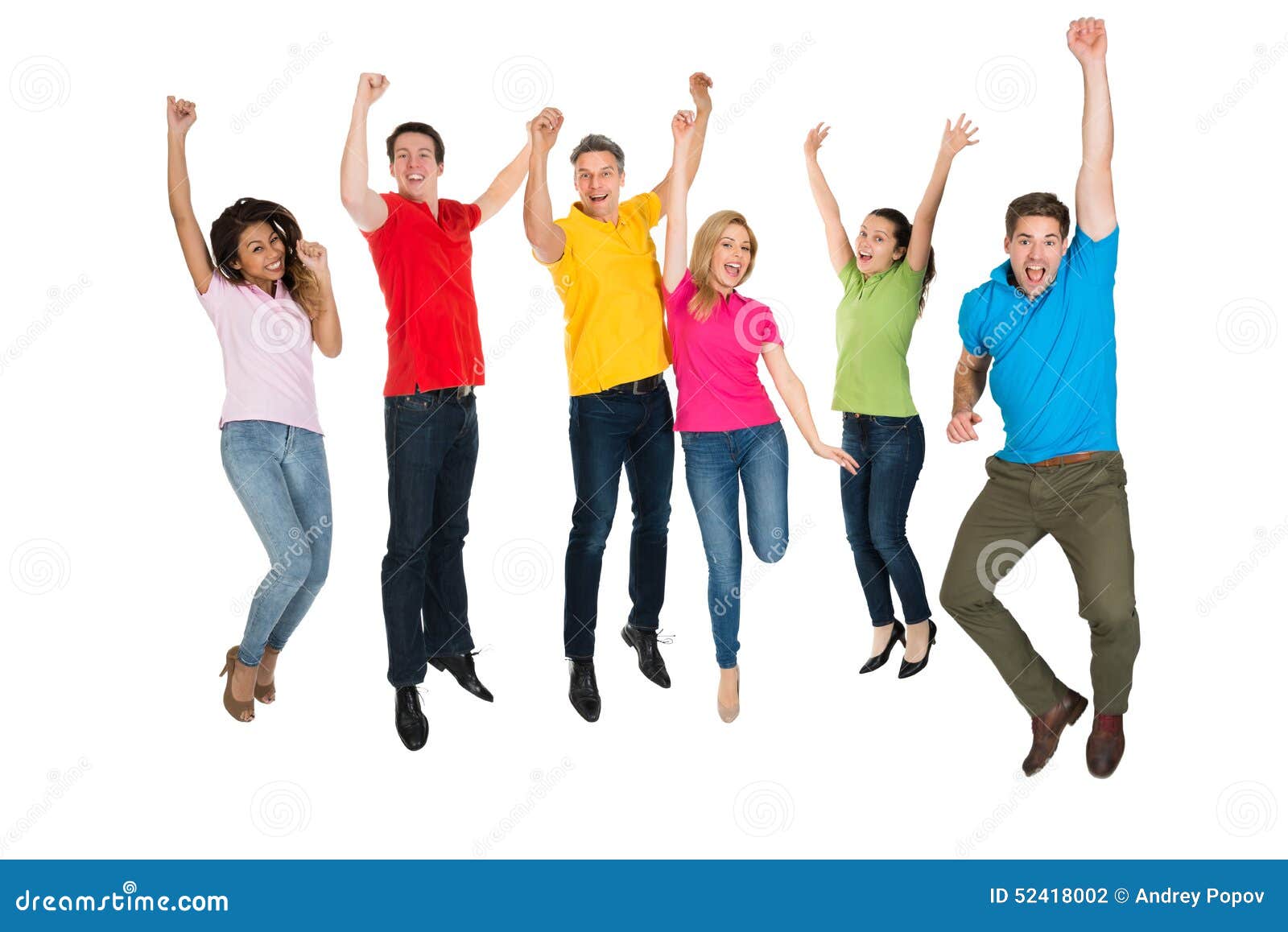 Group of Multiethnic Diverse People Jumping Stock Photo - Image of ...