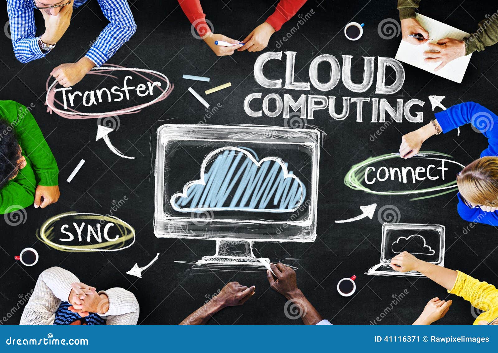 Group of Multiethnic People Discussing about Cloud Computing Stock ...