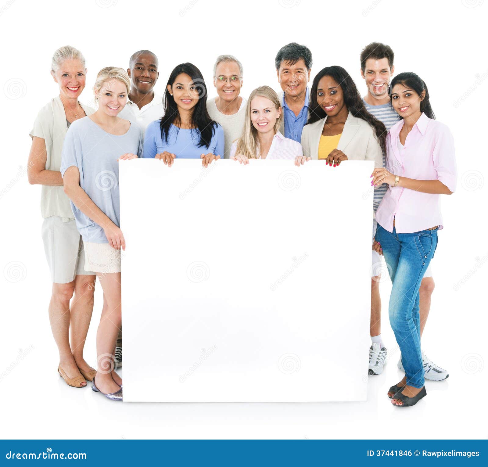 Group of Multiethnic People Holding Blank Placard Stock Photo - Image ...