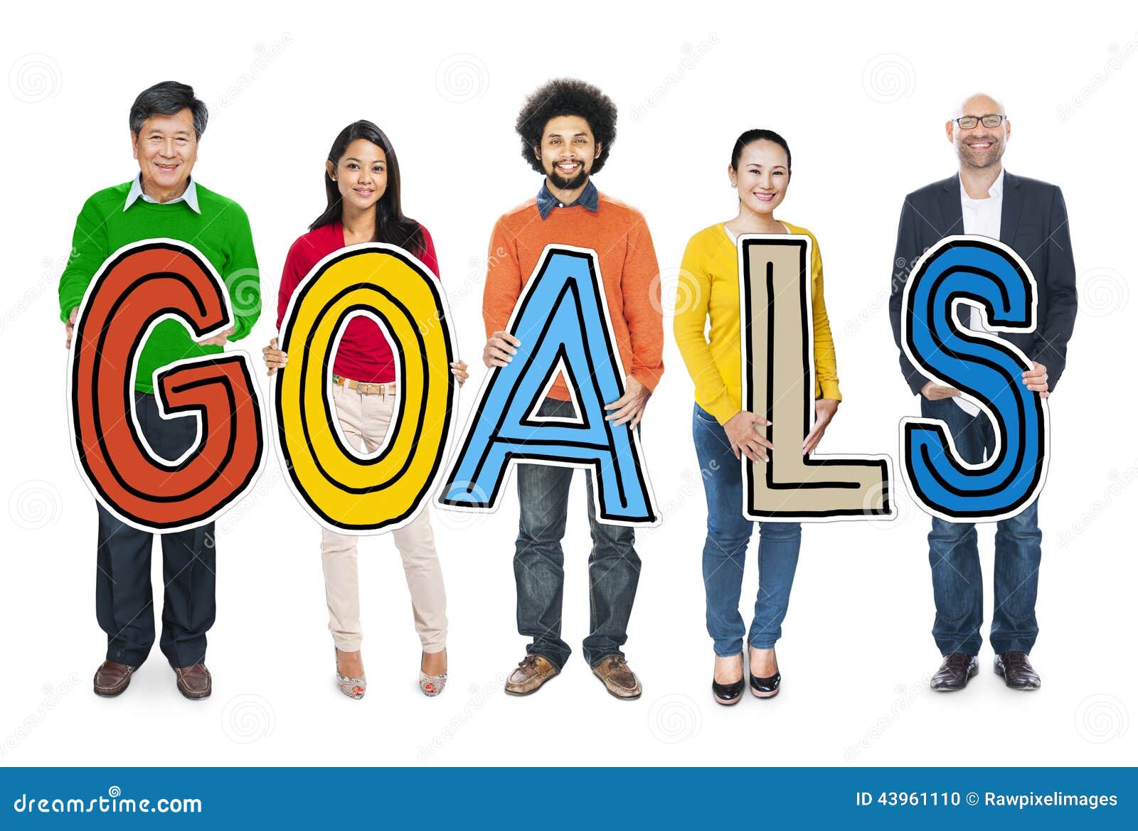 Group of Multiethnic People Holding Goals Stock Photo - Image of multi ...