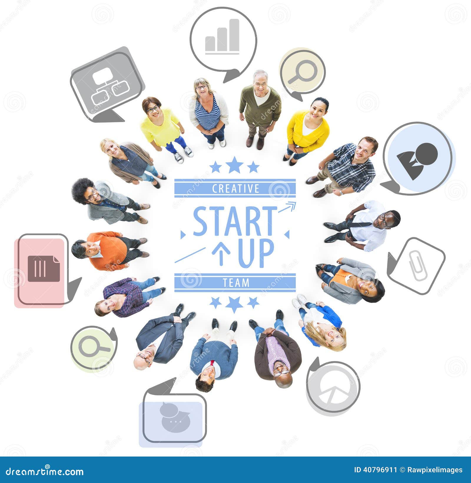 Group of Multiethnic People Starting Up Stock Illustration ...