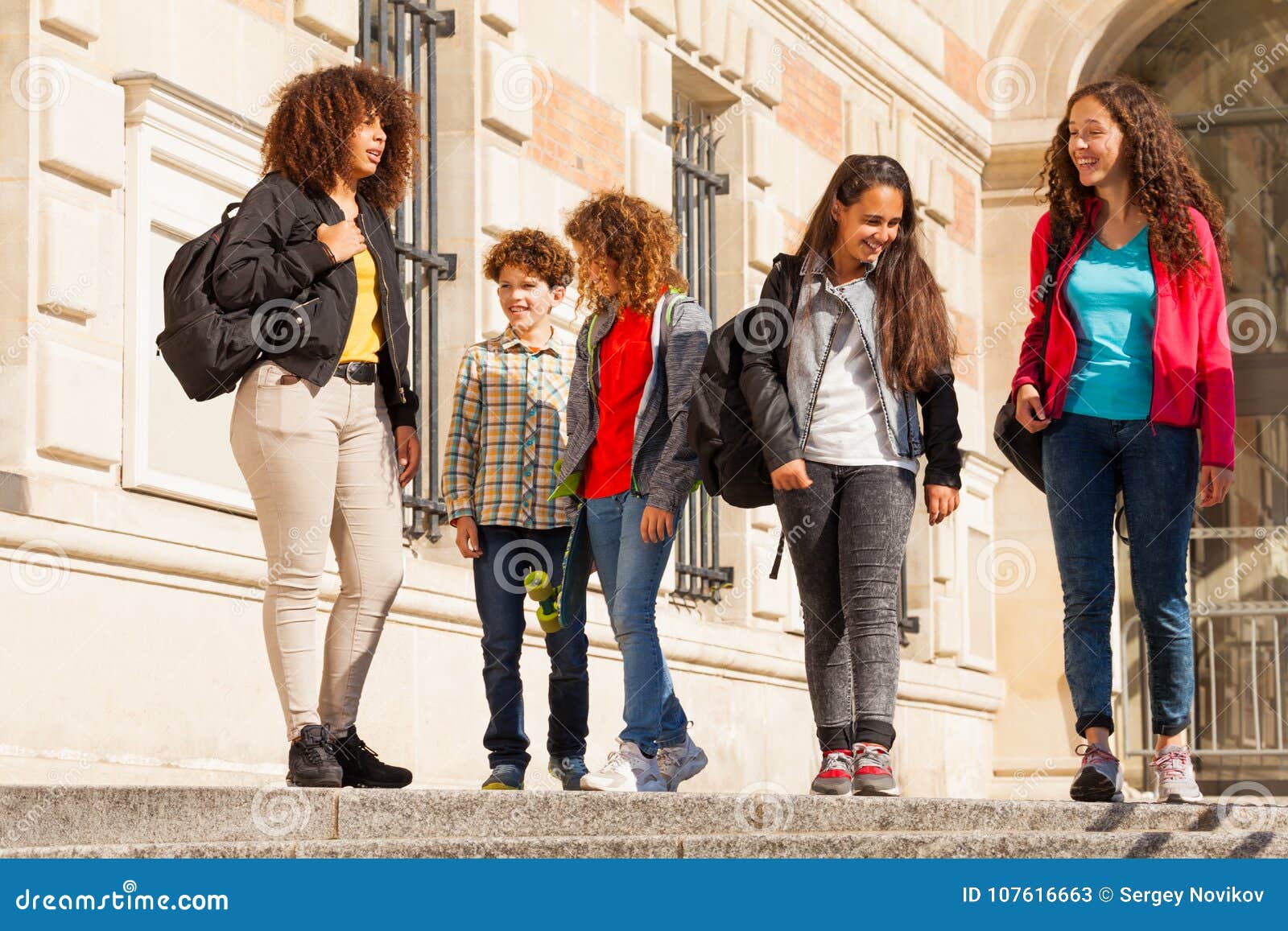 Group of Multiethnic Students at College Campus Stock Image - Image of ...