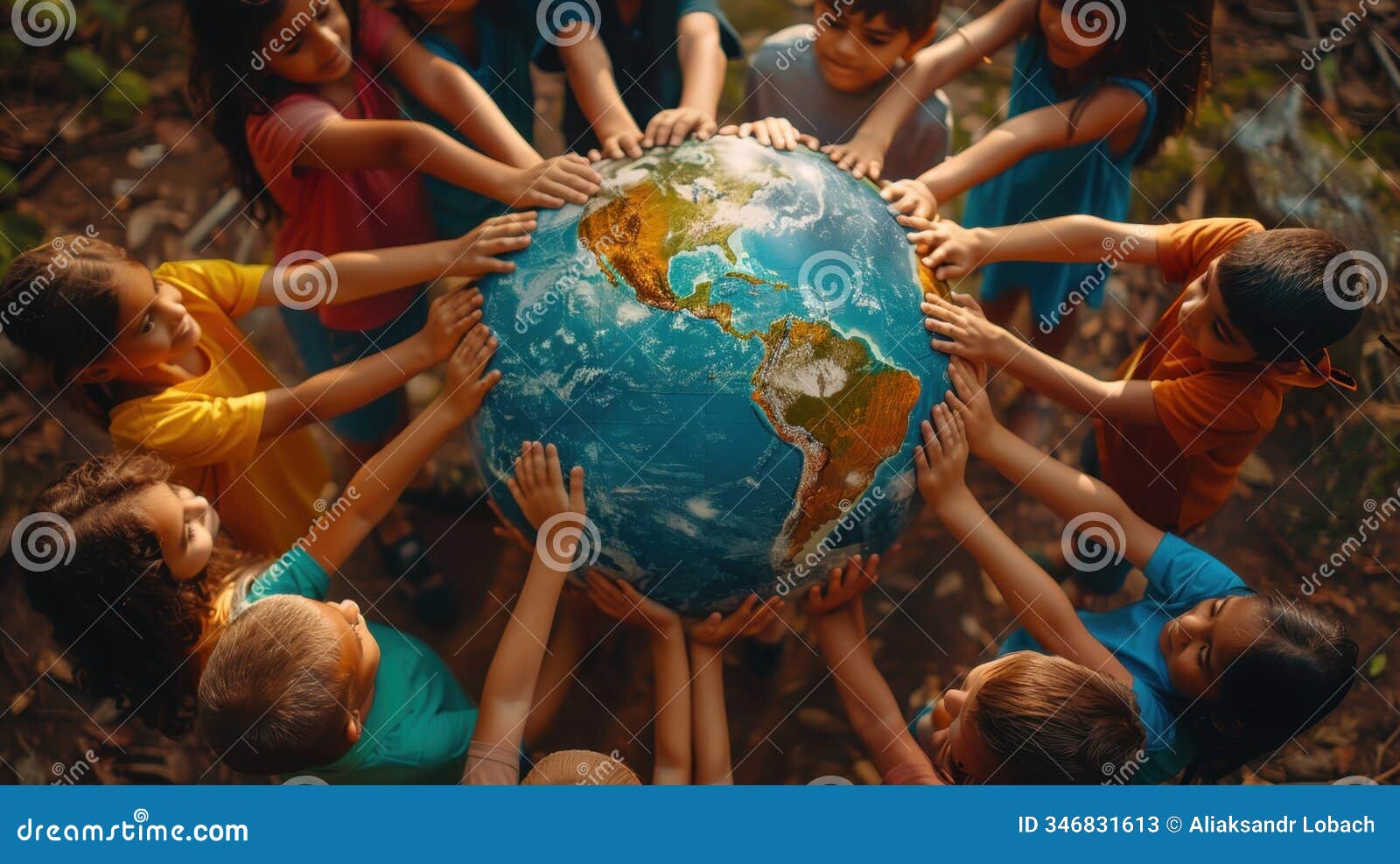 A Group of Multinational Children Holds a Mock-up of the Earth in Their ...
