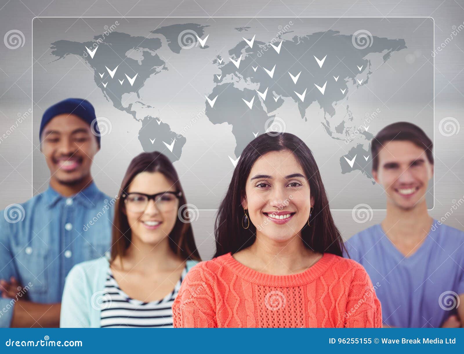 Group of Multinational People in Front of World Map Stock Image - Image ...