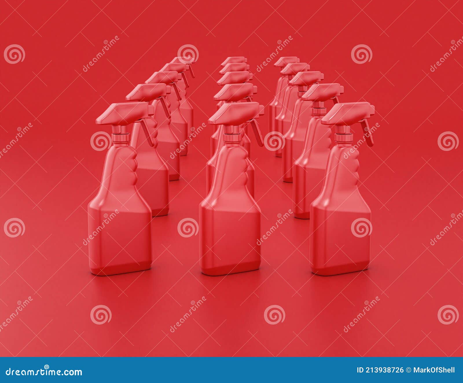 A Group of Multiple Shiny Red Plastic Cleaner Spray Container in Red ...