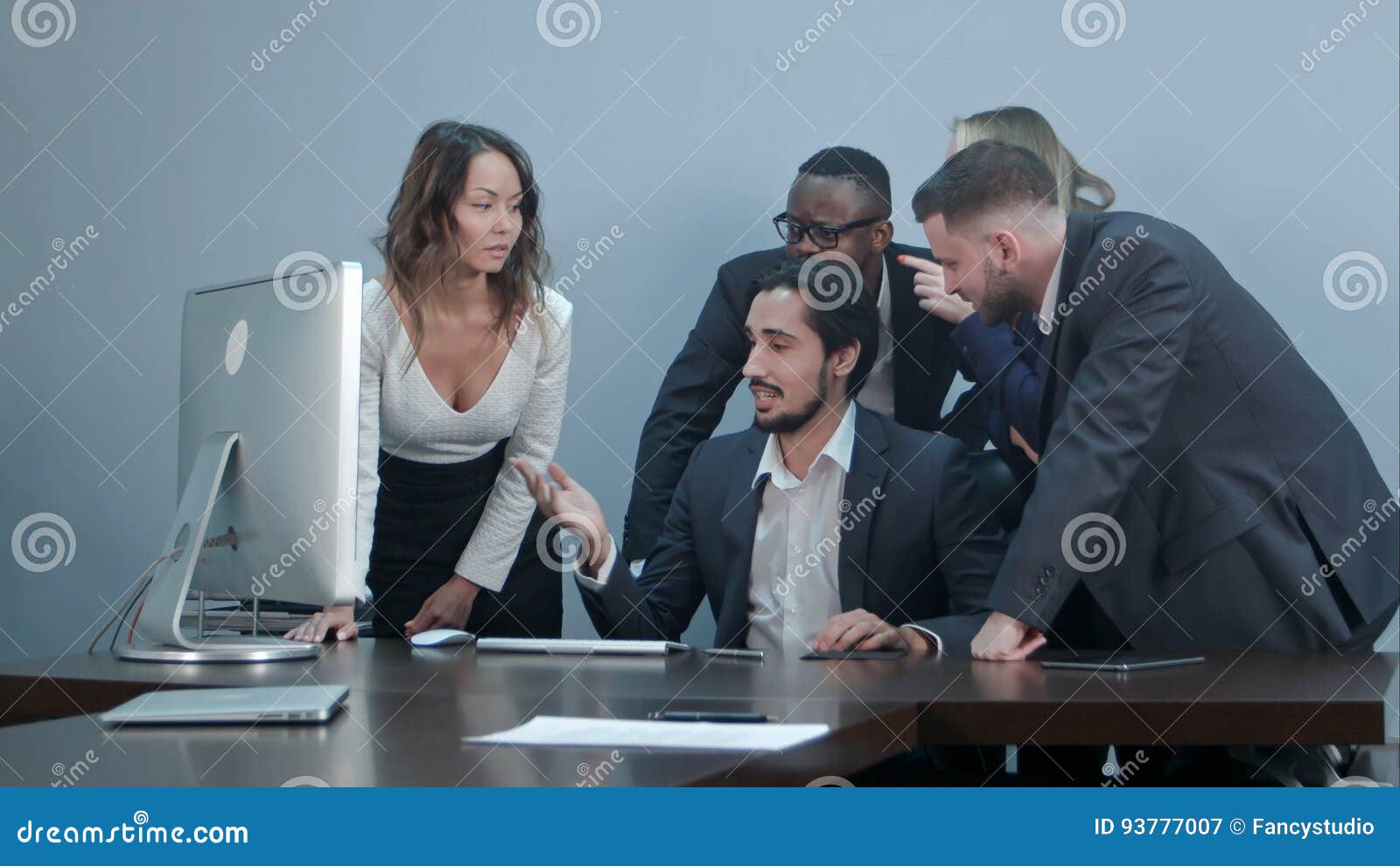 Happy People Talking On Computer