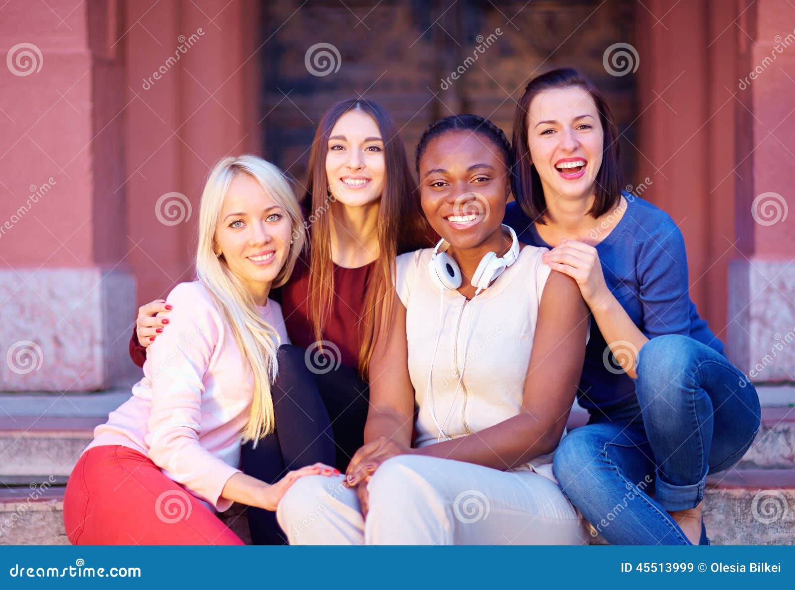 Group of Multiracial Female Friends Outdoors Stock Image - Image of ...