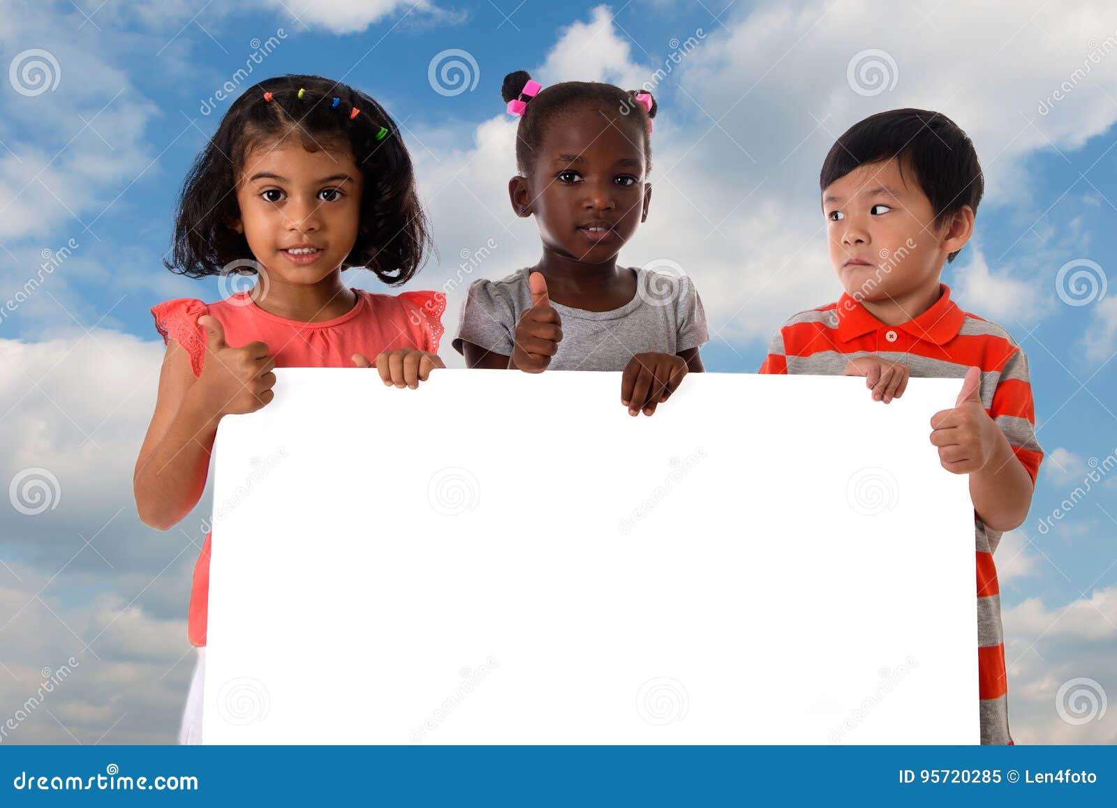 Group of Multiracial Kids Portrait with White Board. Stock Image ...