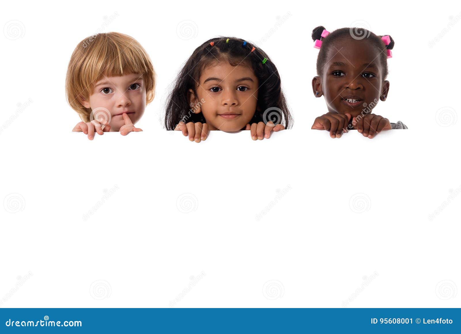 Group of Multiracial Kids Portrait with White Board.Isolated Stock ...