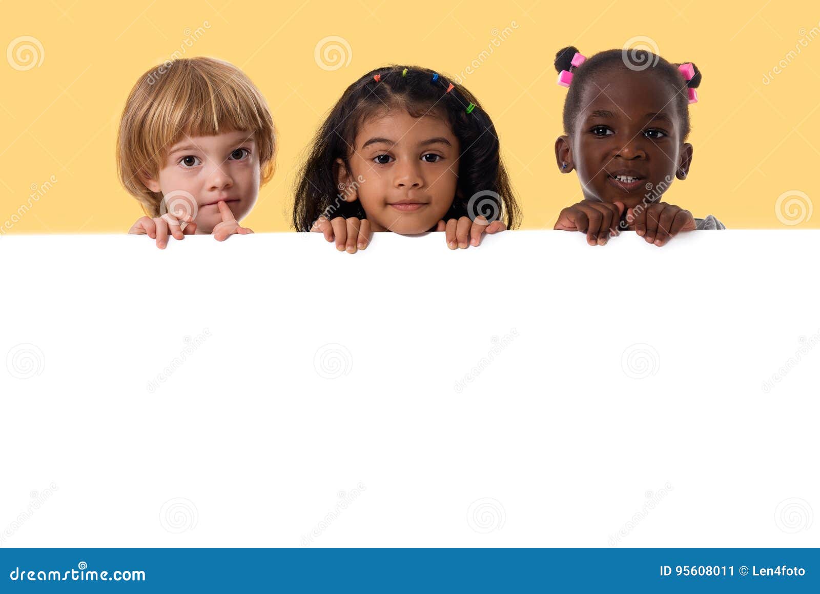 Group of Multiracial Kids Portrait with White Board Stock Image - Image ...