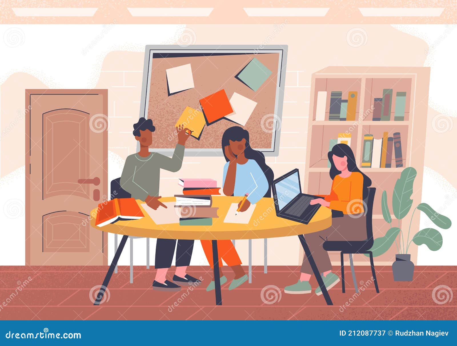 Group Of Students Studying Clipart