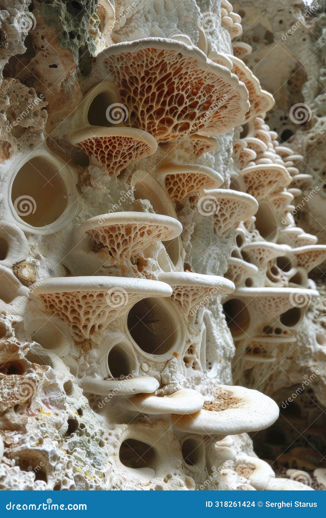 A Group of Mushrooms Growing on a Rock Formation, AI Stock Photo ...