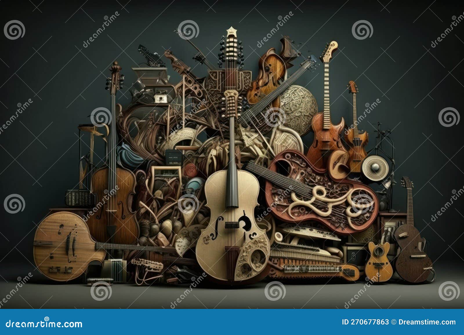 Group of Musical Instruments. Created with Generative AI Technology ...