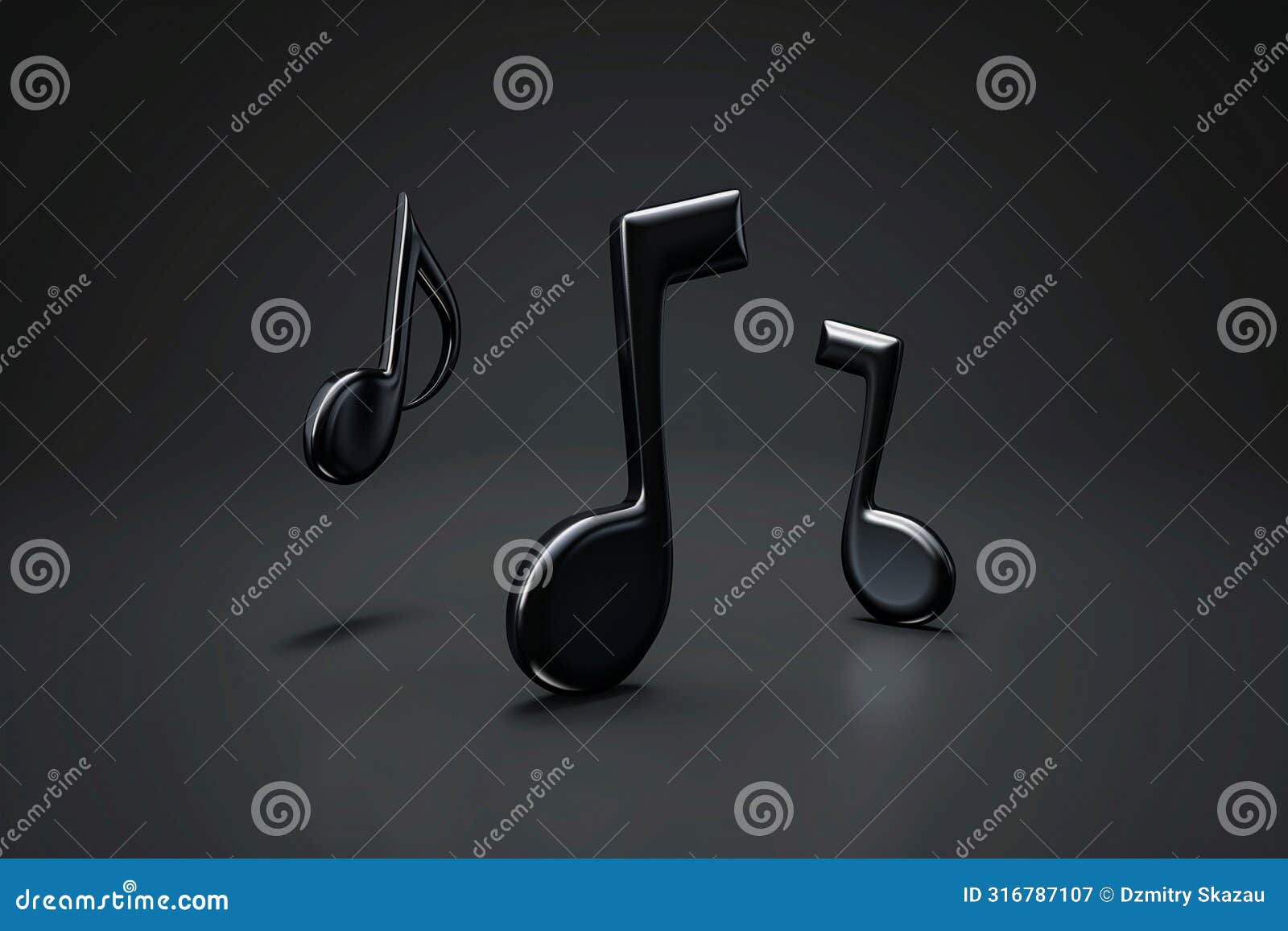 Group of Musical Notes on Black Background Stock Illustration ...