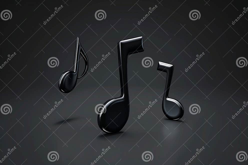 Group of Musical Notes on Black Background Stock Illustration ...