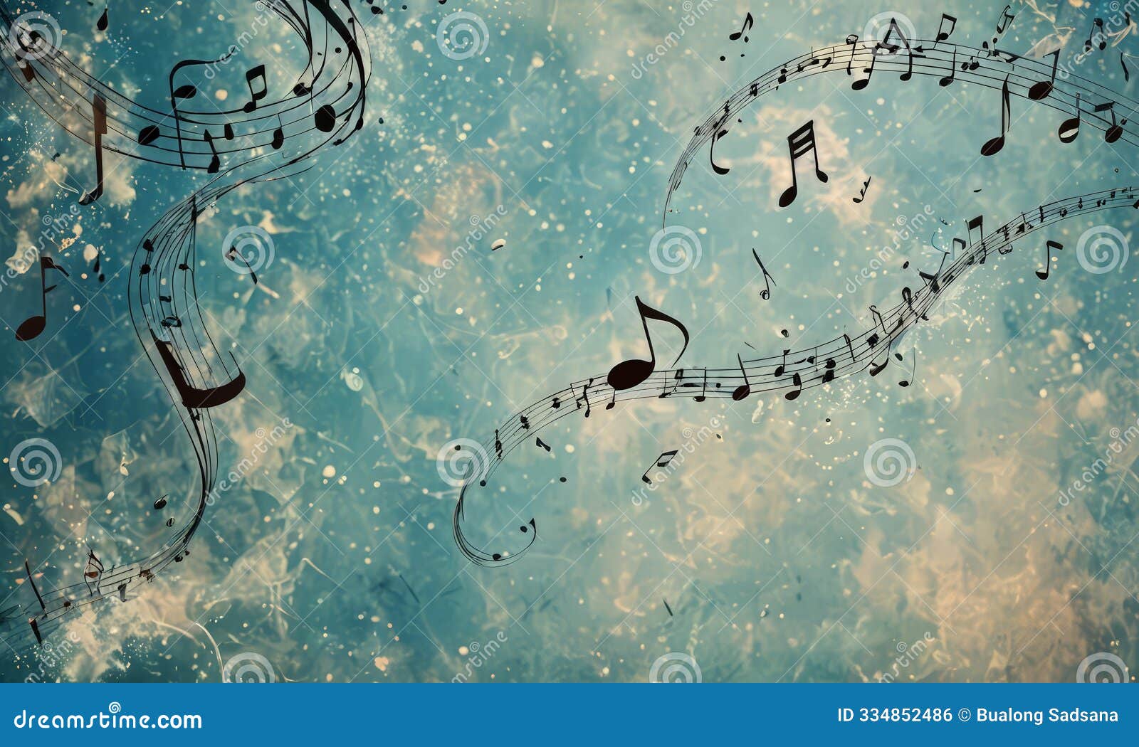Group Musical Notes on Blue Background Stock Illustration ...