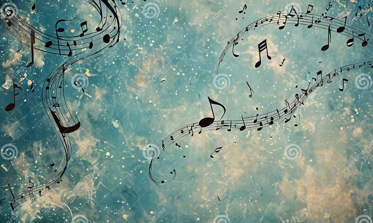 Group Musical Notes on Blue Background Stock Illustration ...