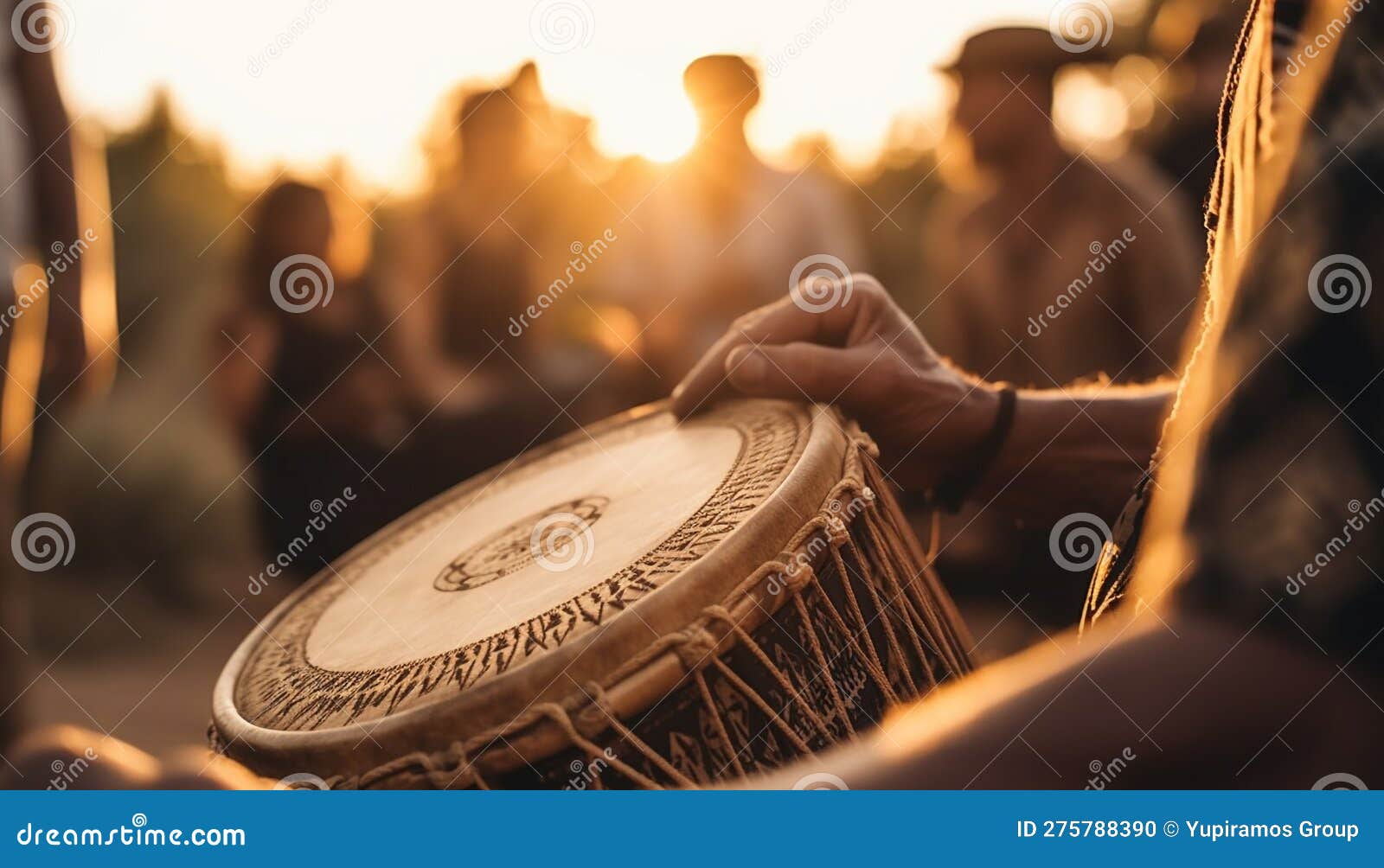 Group of Musicians Playing Percussion Instruments Outdoors Generated by ...