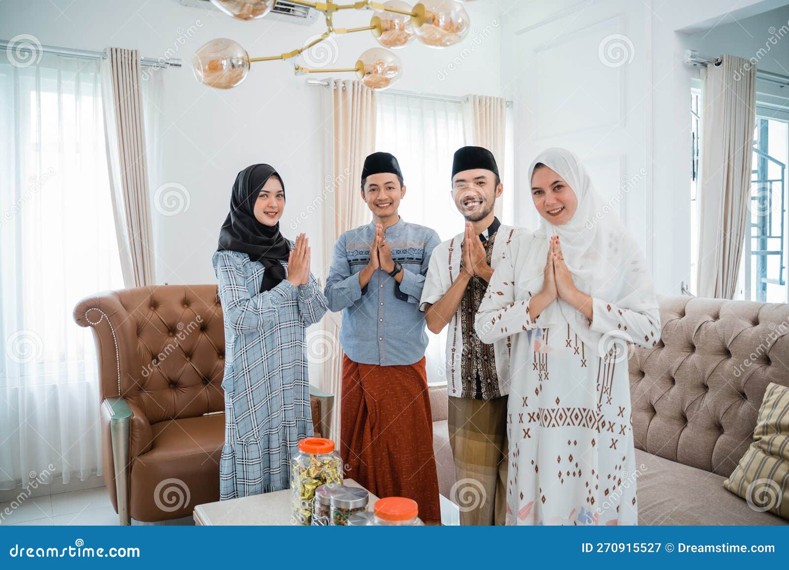 Group of Muslim People with Apologizing Hand Gestures during Eid Stock ...