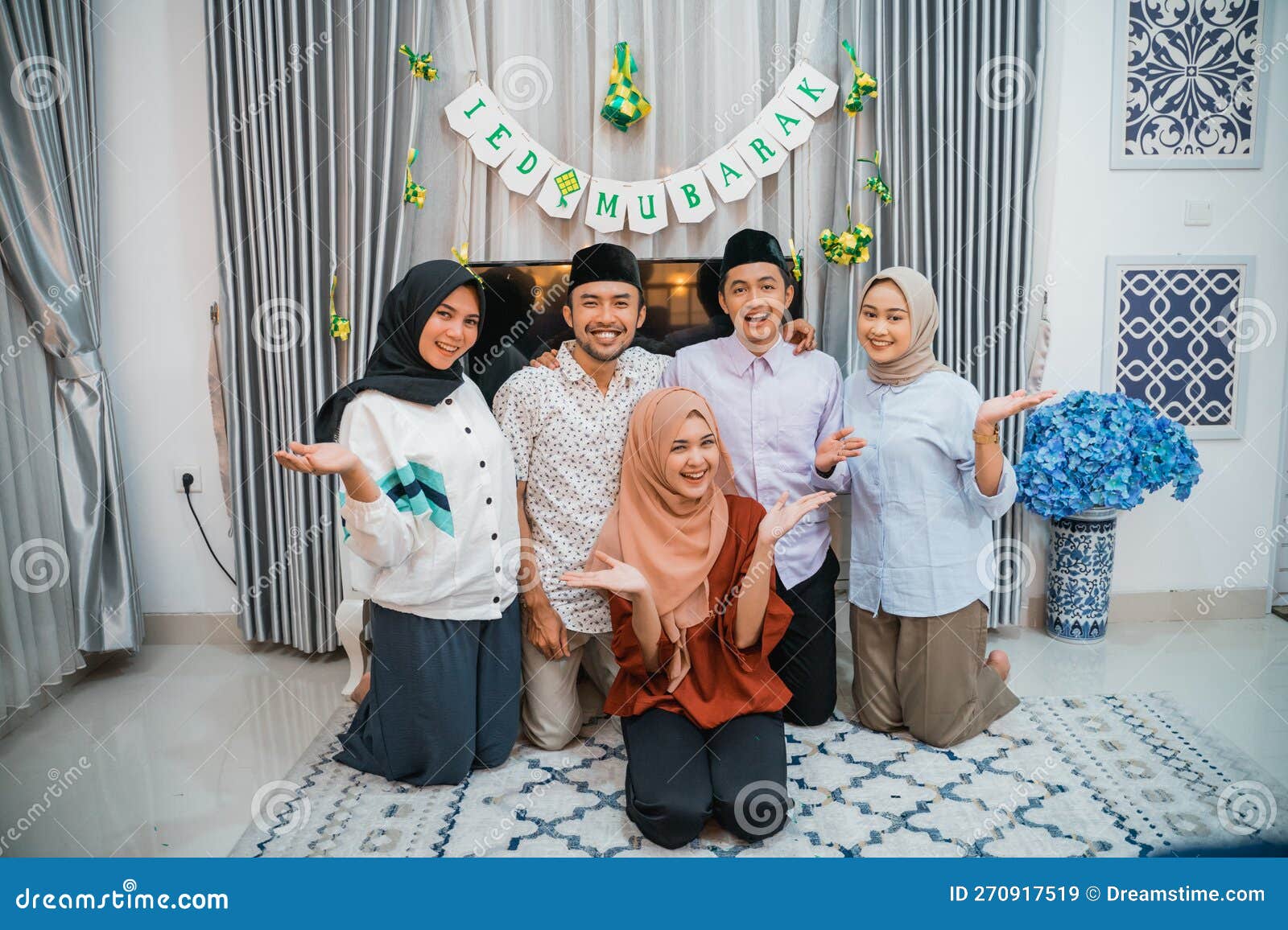 Group of Muslims with Hand Gestures Presenting during Eid Celebration ...