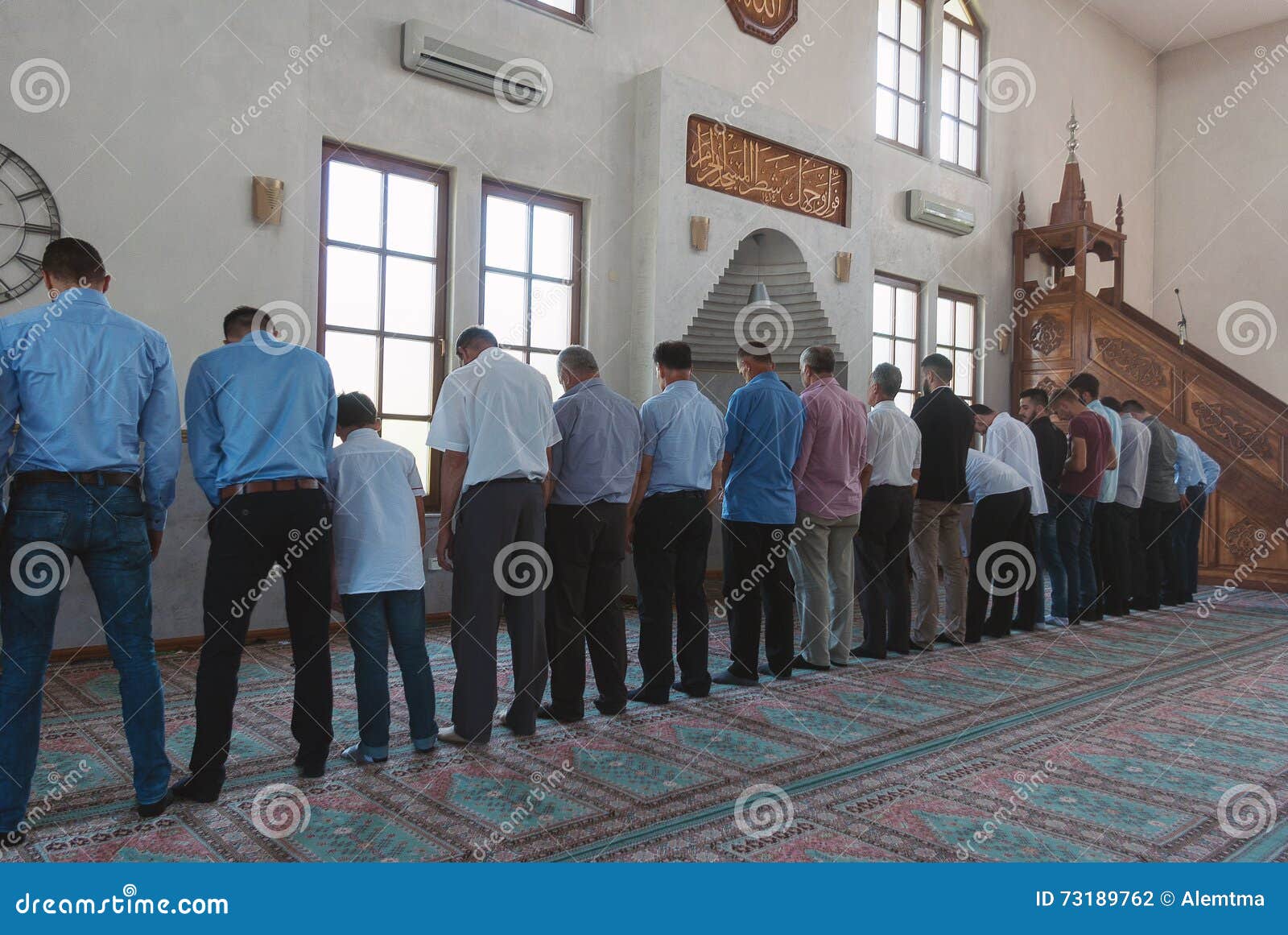 Group of Muslims Standing at Prayer in Mosque Editorial Photography ...