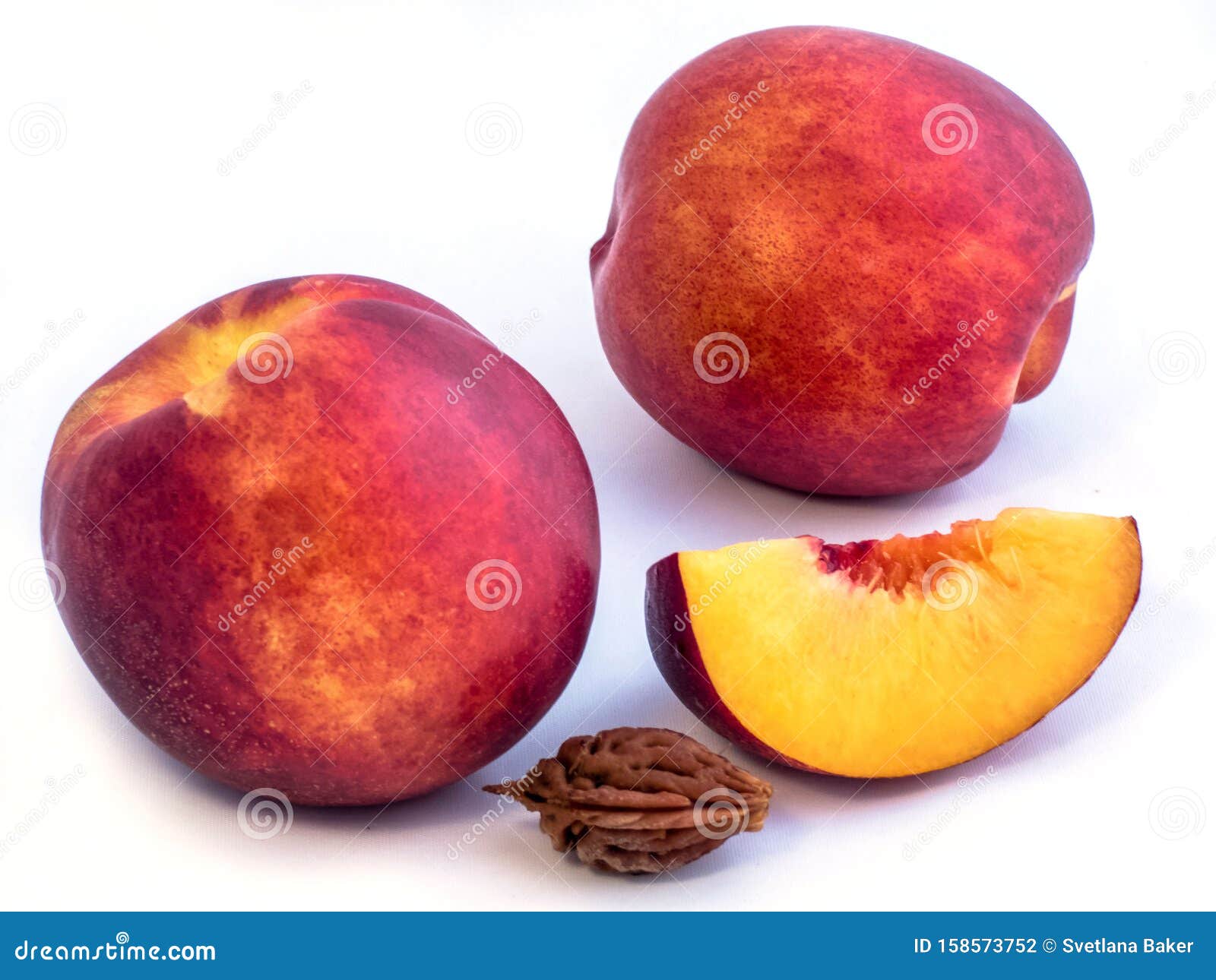 Group of Nectarines on a White Background Stock Photo - Image of stem ...