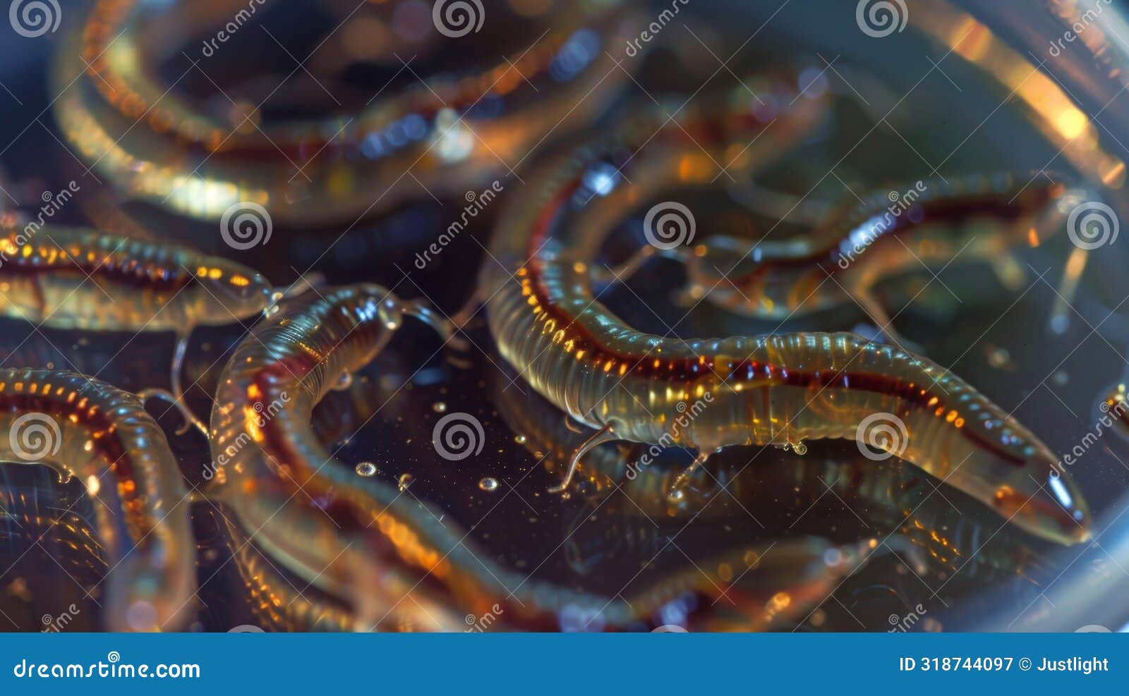 A Group of Nematodes in a Petri Dish Swarming and Wriggling in a ...