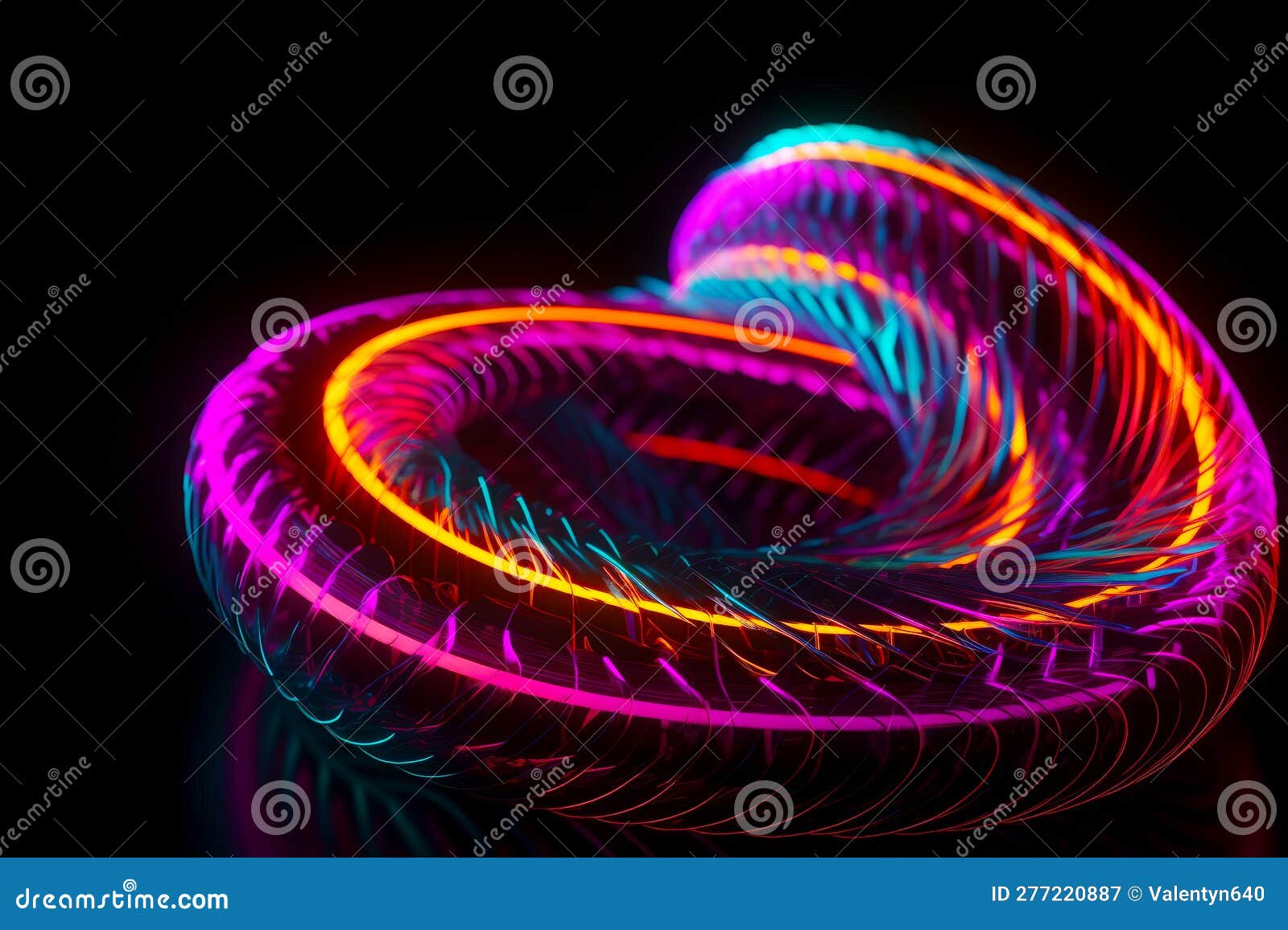 Group of Neon Colored Neon Lights on Black Background with Black ...
